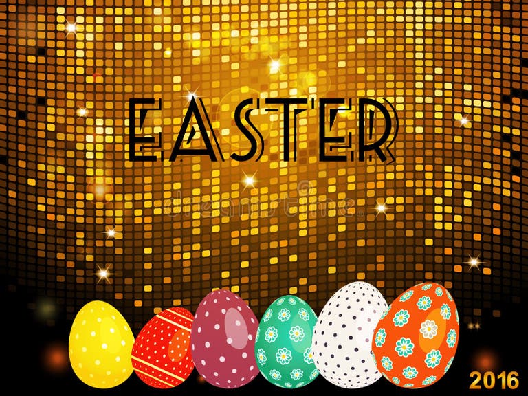 Easter Golden Tiles Background with Eggs Stock Illustration ...