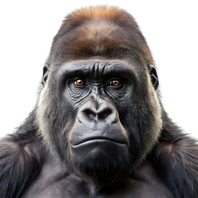 Easter Gorilla As Male Silverback Ape in Portrait Studio Isolated on ...