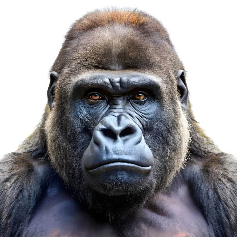 Easter Gorilla As Male Silverback Ape in Portrait Studio Isolated on ...