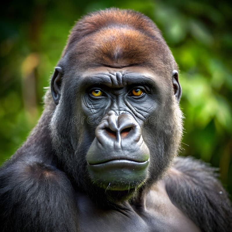 Easter Gorilla As Male Silverback Ape in Portrait Studio Isolated on ...