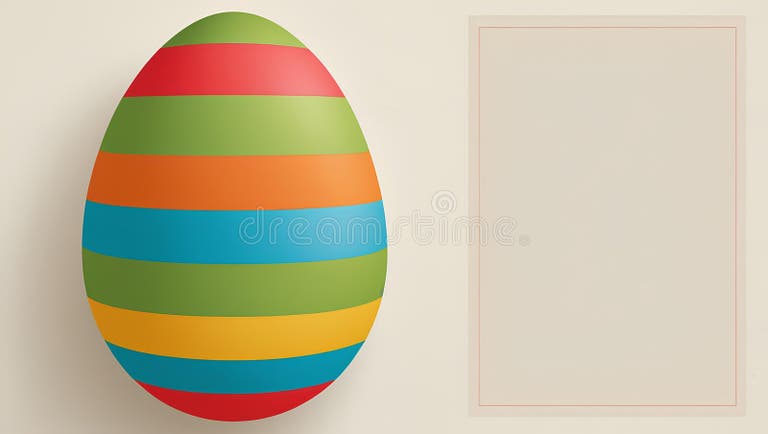 Easter Graphics: Colorful Striped Egg, Rectangular Space for Messages ...