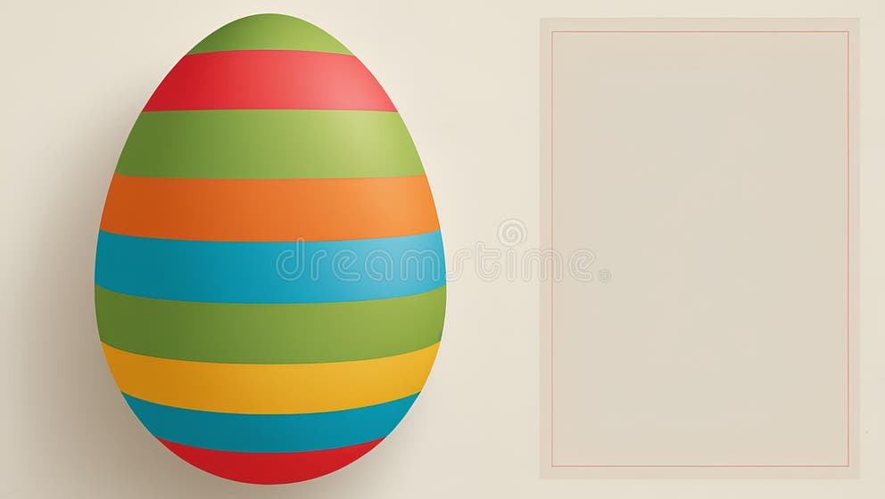 Easter Graphics: Colorful Striped Egg, Rectangular Space for Messages ...
