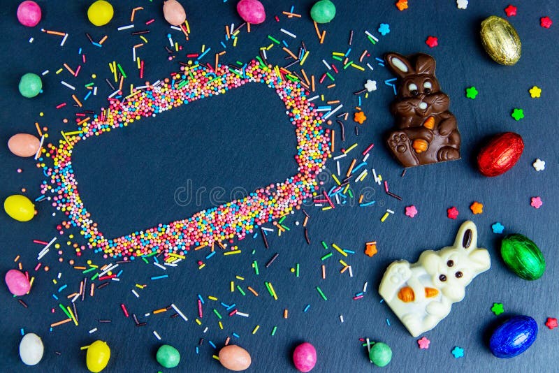 Easter Greeting Card with Colorful Candy Frame and Easter Egg ...