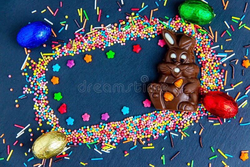 Easter Greeting Card with Colorful Candy Frame and Easter Egg ...