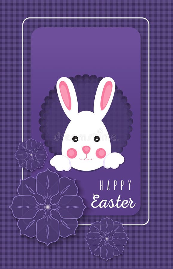 Easter Greeting Card with Cute Easter Bunny Stock Vector - Illustration ...