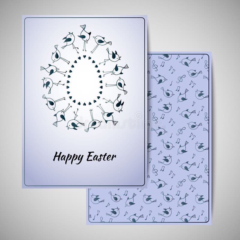 Easter Greeting Card Design with Cute Birds. Stock Vector ...