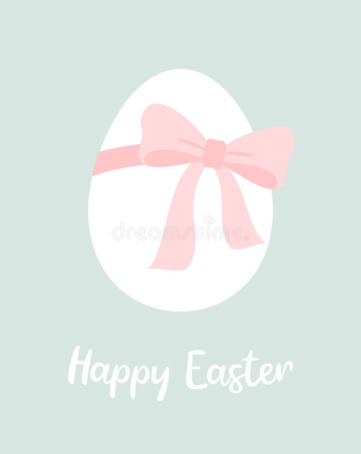 Easter Greeting Card. Easter Egg Tied with a Pink Bow. Vector ...