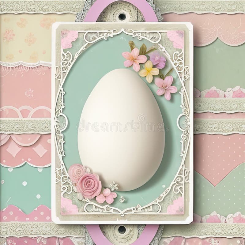 Easter Greeting Card with Frame and Egg, Pastel Colours, Template Stock ...