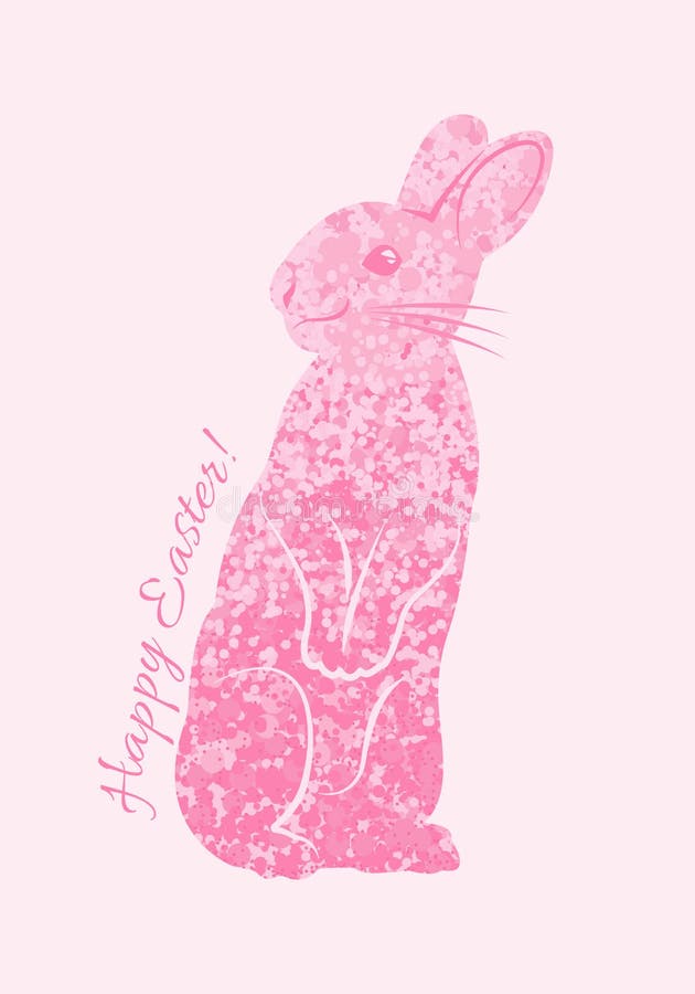 Easter Greeting Card with Pink Rabbit Silhouette Stock Vector ...
