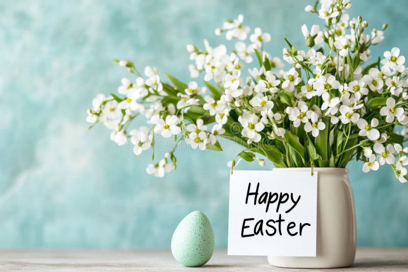 Easter Greeting Card with Written Message and Flowers in Vase Stock ...