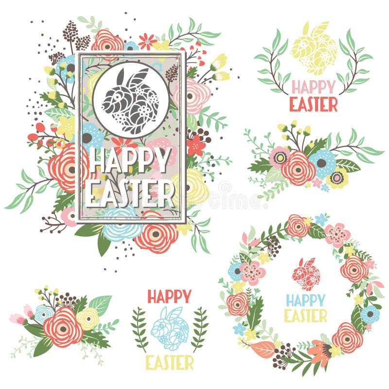 Easter Design Elements stock vector. Illustration of flower - 57520268