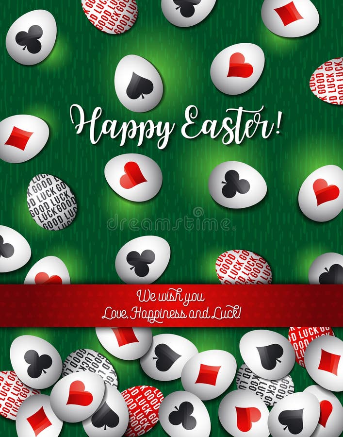 Easter Greetings Card with Red and Black Symbols Over Many White Stock ...