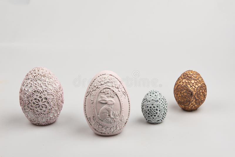 Decorated Gypsum Eggs for Easter Stock Photo - Image of decorative ...