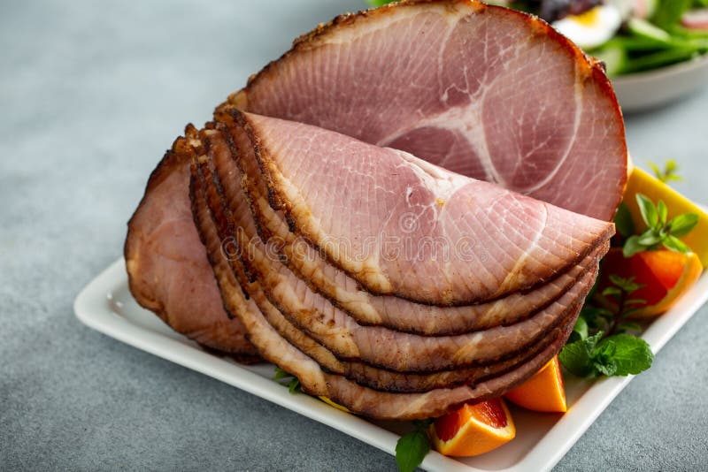 Easter ham on the table stock photo. Image of decoration - 208378152