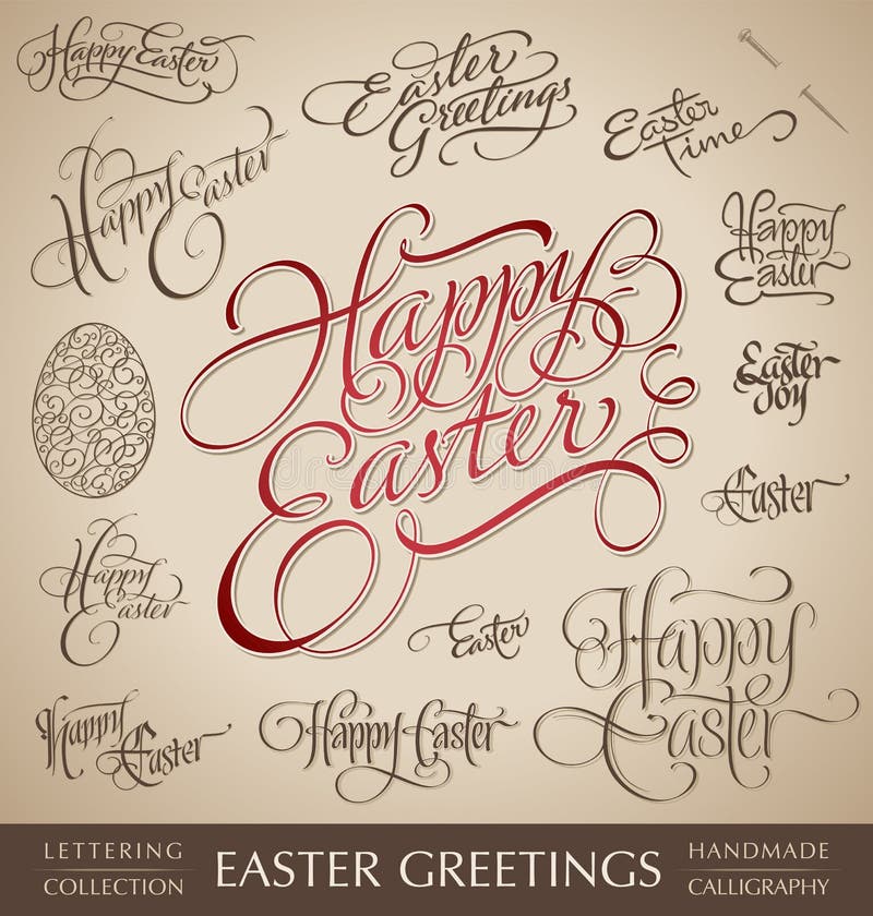 Easter Greetings Hand Lettering (vector) Stock Vector - Illustration of ...