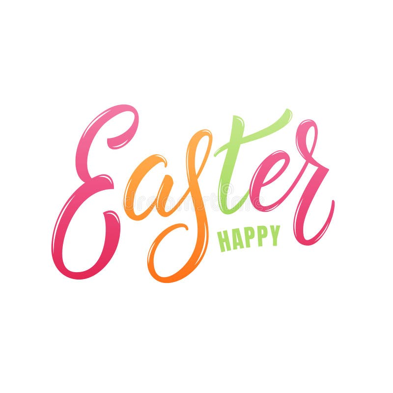 Easter. Happy Easter Script Lettering and Cute Easter Egg Bunny Stock ...