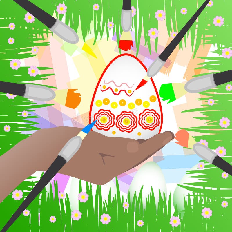 Easter is Happy. Paint an Egg Symbol Stock Illustration - Illustration ...