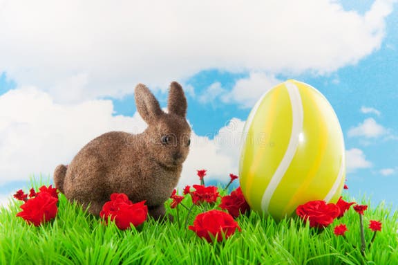 Easter hare with egg stock photo. Image of easter, miniature - 12967956