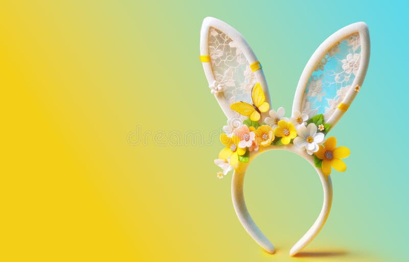 Easter Headband from Lace and Flowers in Rabbit Ear Shape Stock ...