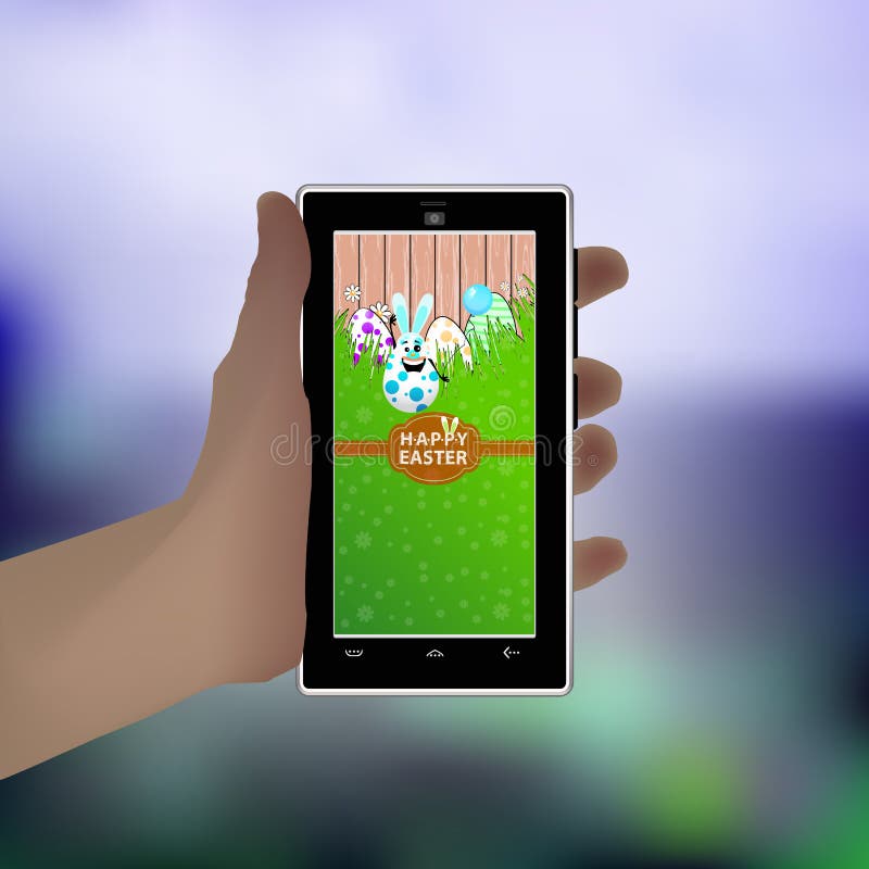 Easter. Hold Your Hand a Smart Phone. Illustration Stock Illustration ...