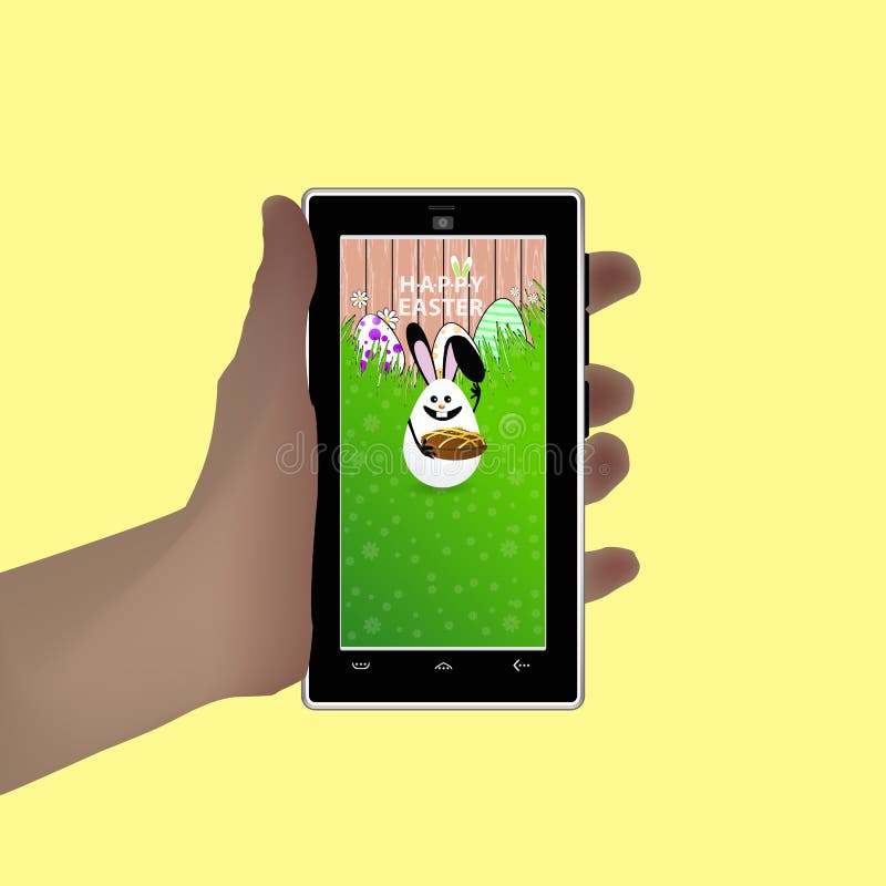 Easter. Hold Your Hand a Smart Phone. Illustration Stock Illustration ...