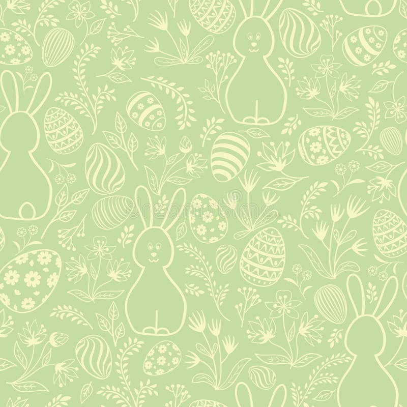 Easter Holday Floral Seamless Pattern. Spring Gentle Background with Easter Eggs and Bunny ...