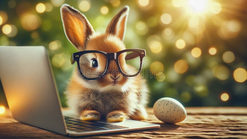 Easter Holiday Animal and Technology E-learning Featuring a Baby Brown ...