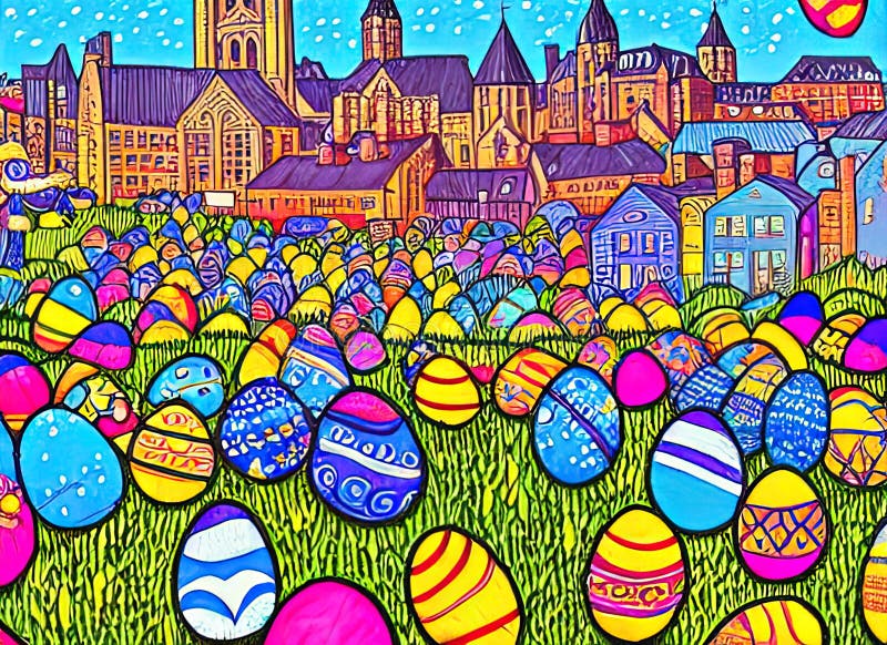 Easter Holiday Scene in Laval,Quebec,Canada. Stock Illustration ...