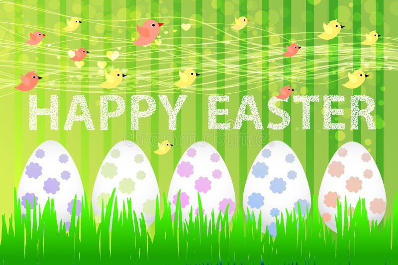 Easter Holidays. Eggs and Birds Fly Stock Illustration - Illustration ...
