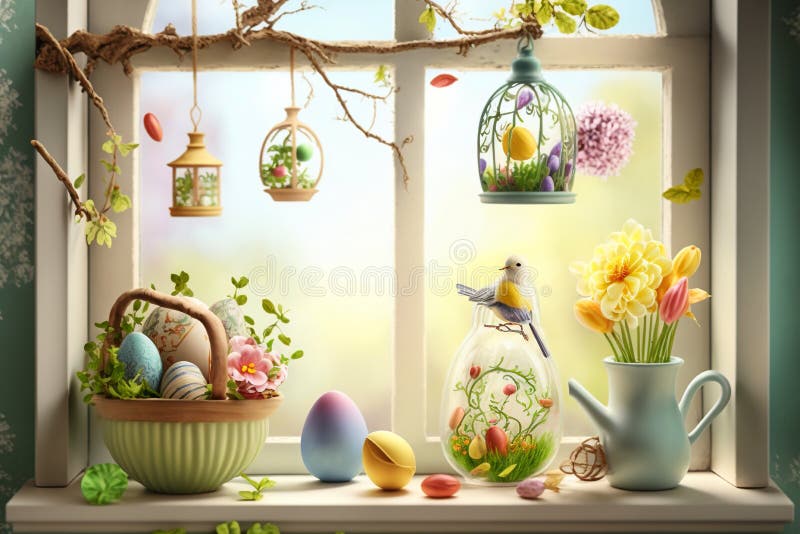 Easter home decoration stock illustration. Illustration of beautiful ...