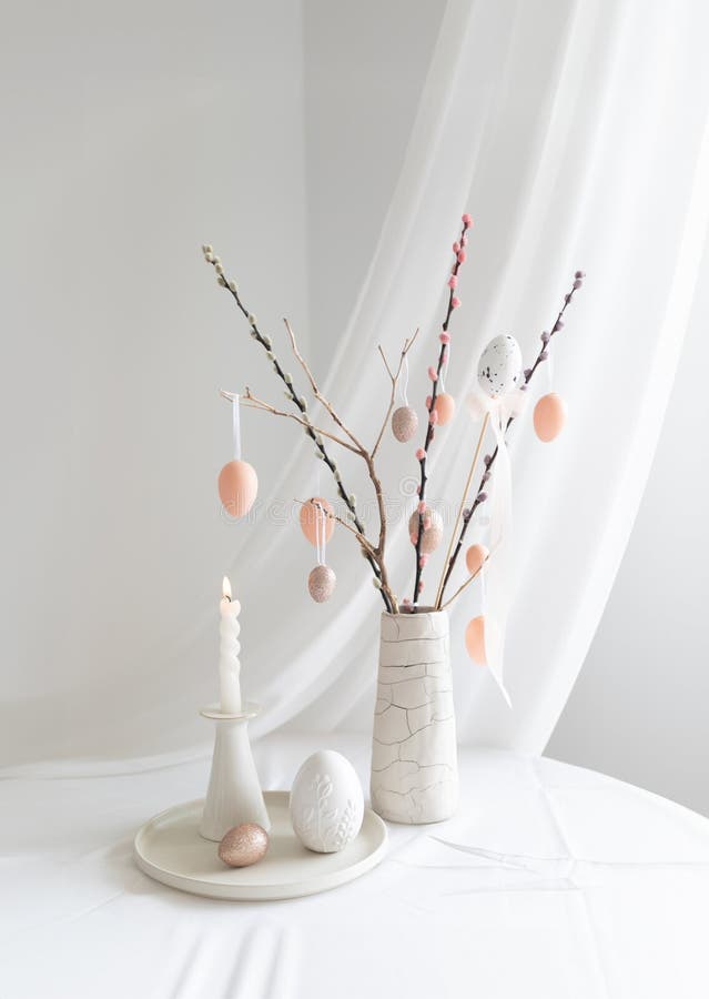 Easter Home Design. Greeting Card. Minimalist White Interior. Stock ...