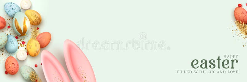 Easter horizontal banner stock vector. Illustration of gift - 348641534