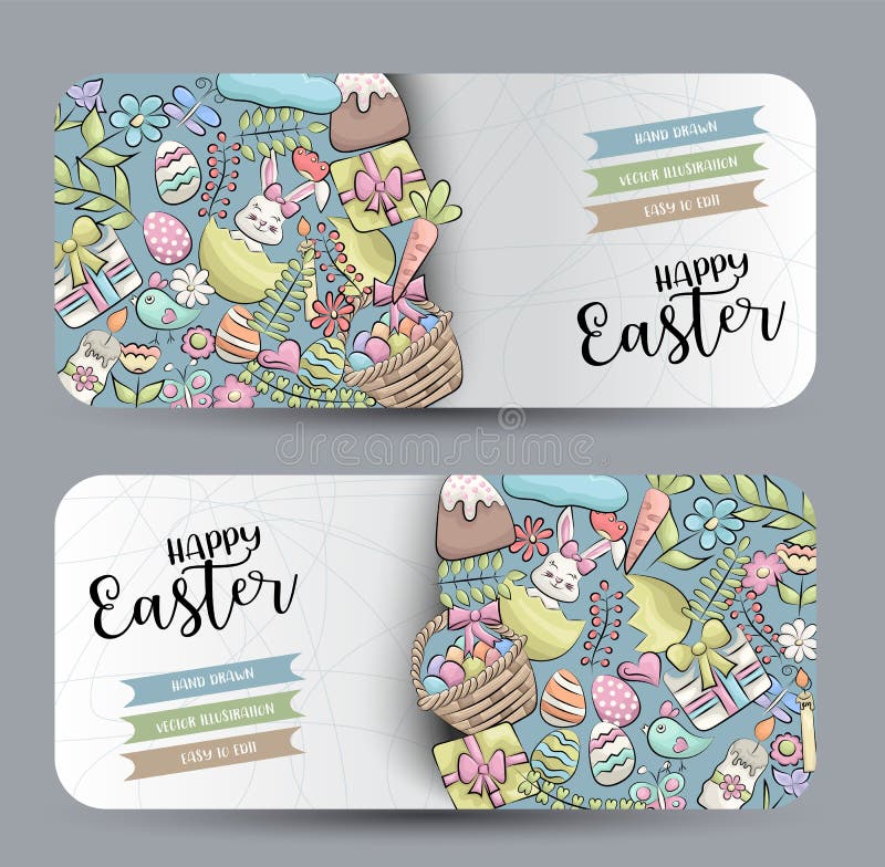 Easter Horizontal Banner Set. Cute Header for Invitation, Advertisement ...