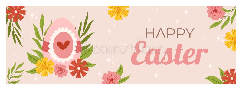 Easter Horizontal Banner Template. Design for Celebration Spring ...