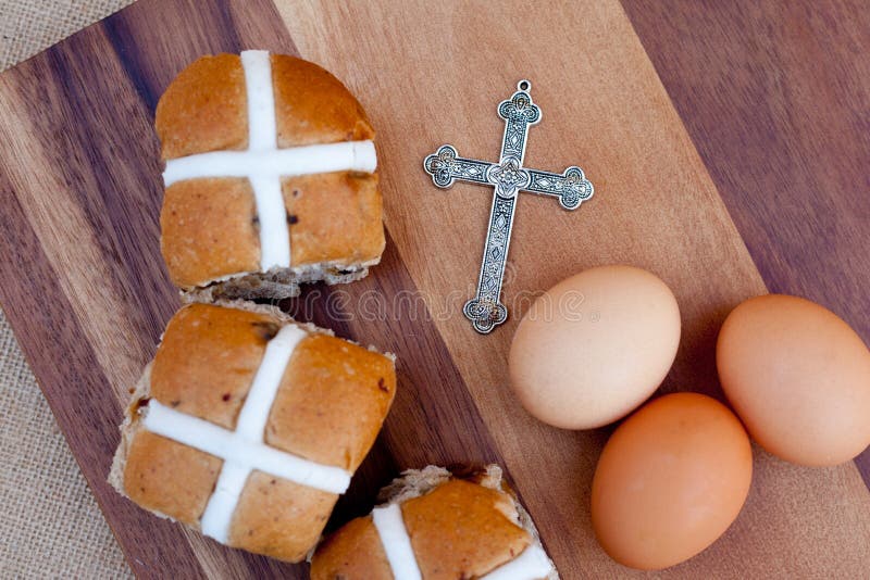 Easter - Hot Cross Buns stock photo. Image of rustic - 89569480