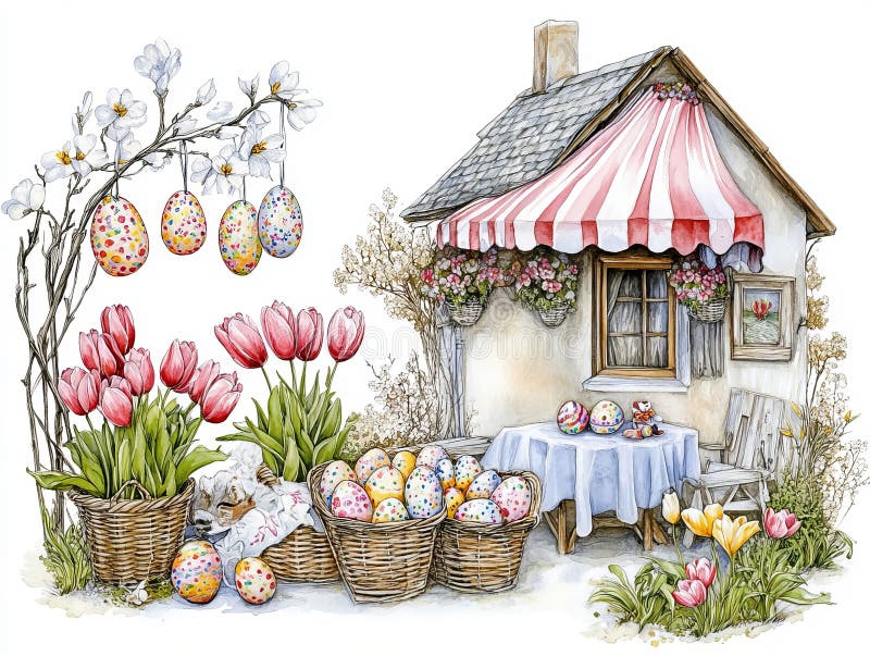 Easter house stock illustration. Illustration of house - 371514189