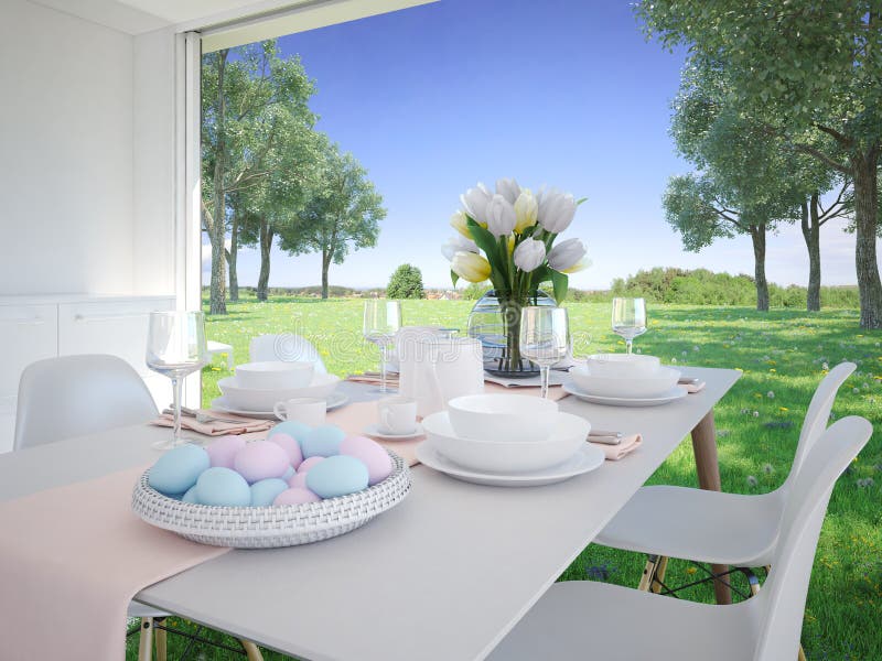 Easter is in the House. 3d Rendering Stock Photo - Image of inside ...