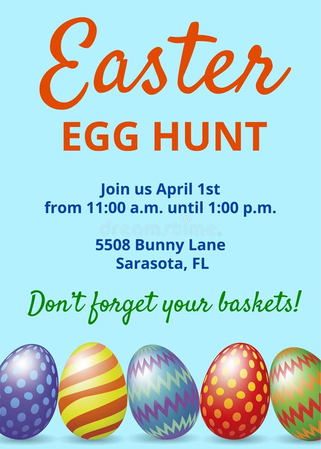 Easter Hunt Invitation Card Stock Vector - Illustration of hunt ...
