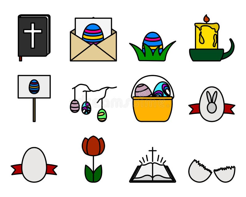 Easter Icon Set stock vector. Illustration of beautiful - 239473642