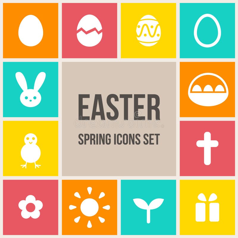Easter and Spring Icons in an Egg Shape Stock Vector - Illustration of ...