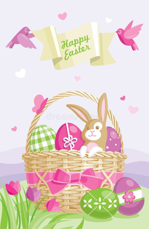 Easter Illustration with Green Painted Egg Stock Vector - Illustration ...