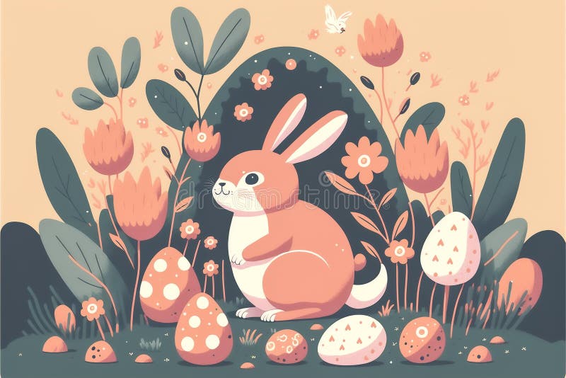 Easter Illustration Bunny Eggs Gentle Tones Stock Illustration ...
