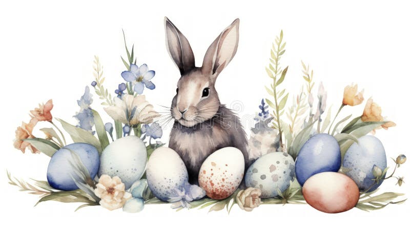 Easter Illustration with Clean Lines on White Background Featuring ...
