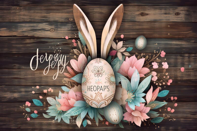 Easter Image with Colorful Eggs Rabbits and Flowers. Generative AI ...