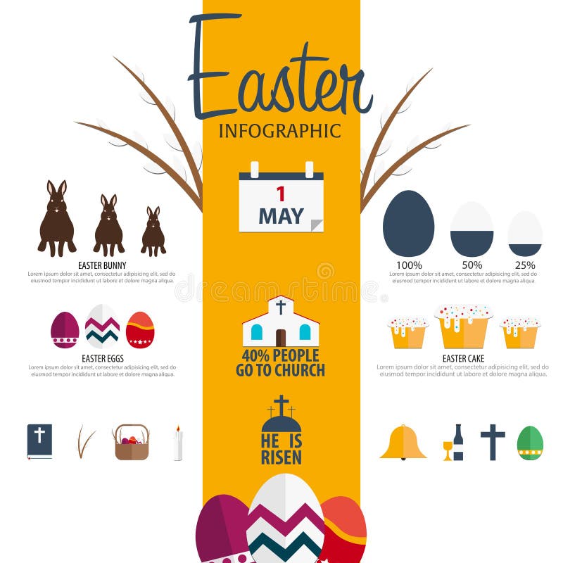 Easter Infographic Flat Icons. Set Easter Flat Icons. Stock ...