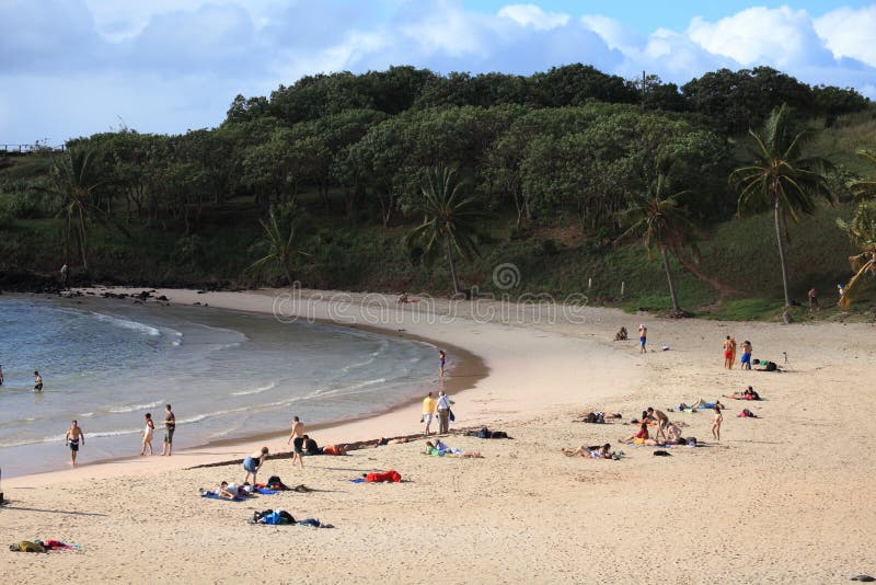 Anakena Beach on the Easter Island Stock Image - Image of exotic, grove ...
