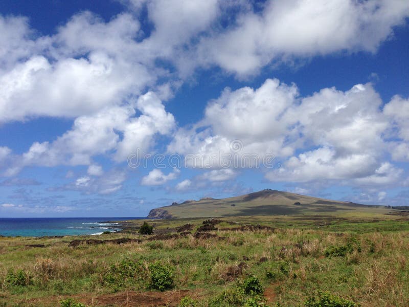 Easter Island landscape stock photo. Image of south, polynesia - 73857438