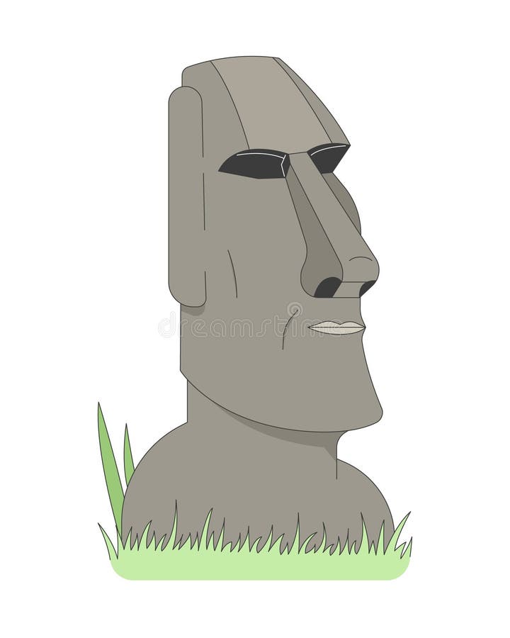 Easter Island Moai Statue 2D Linear Cartoon Object Stock Illustration ...