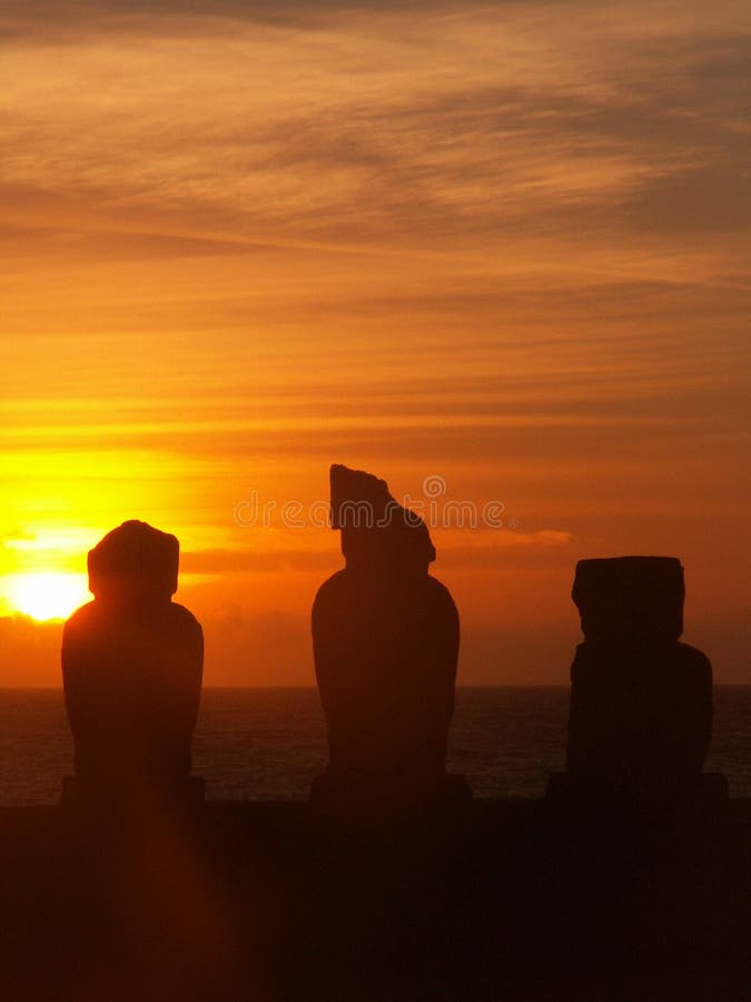 Easter Island Moai Sunset stock image. Image of history - 46393823