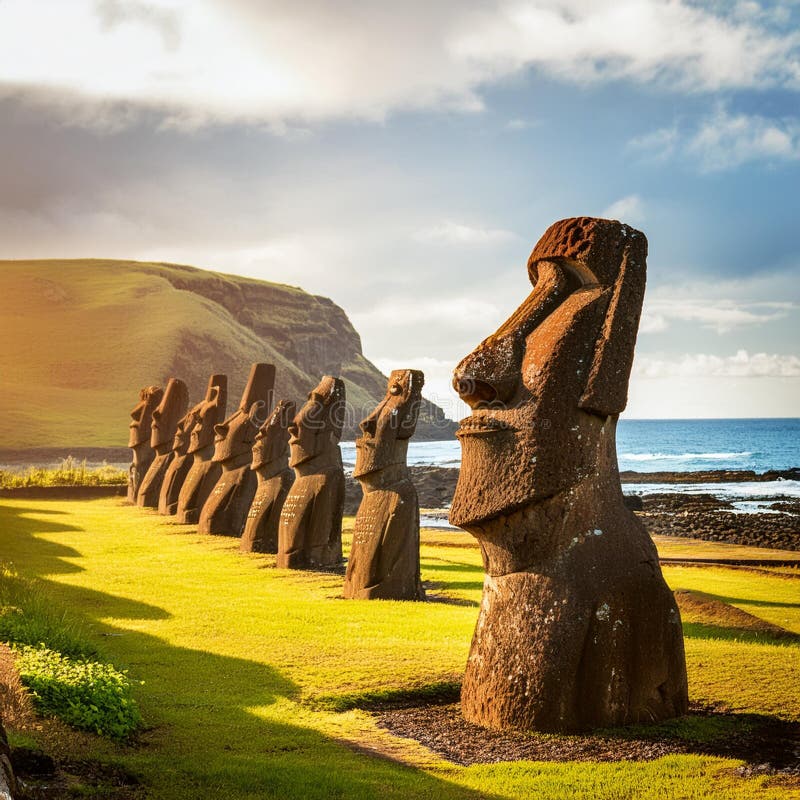 Easter Island Statues, AI Generated Stock Illustration - Illustration ...